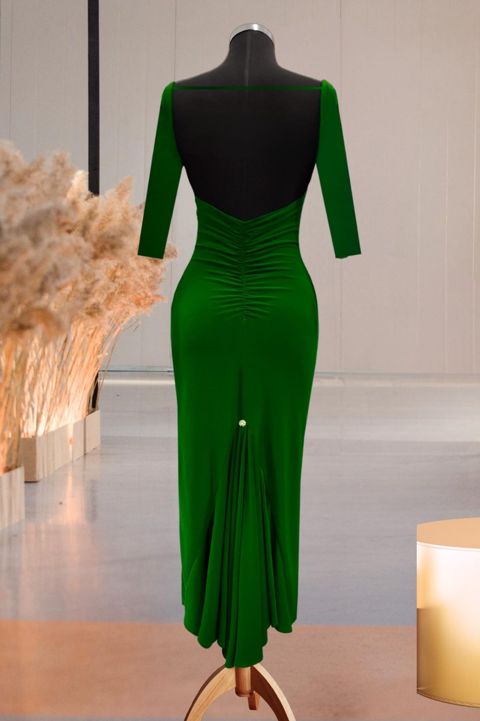 Green Tango Dress, Argentine Tango Ballroom Dress, Includes Bra Pads ...