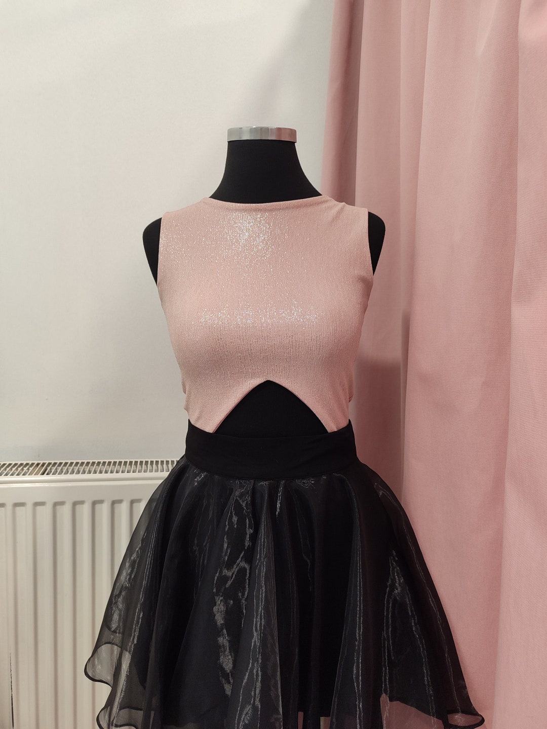 Shiny Pink Tango Top - Party Crop With Waist Cut-out, Dance Blouse ...