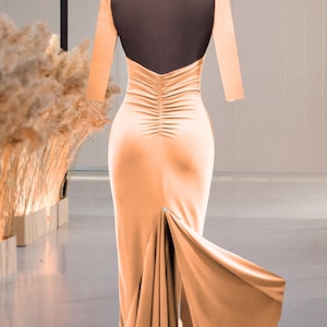 Red Tango Dress With Tale Slit, Embellished Tango Dress, Open Back ...