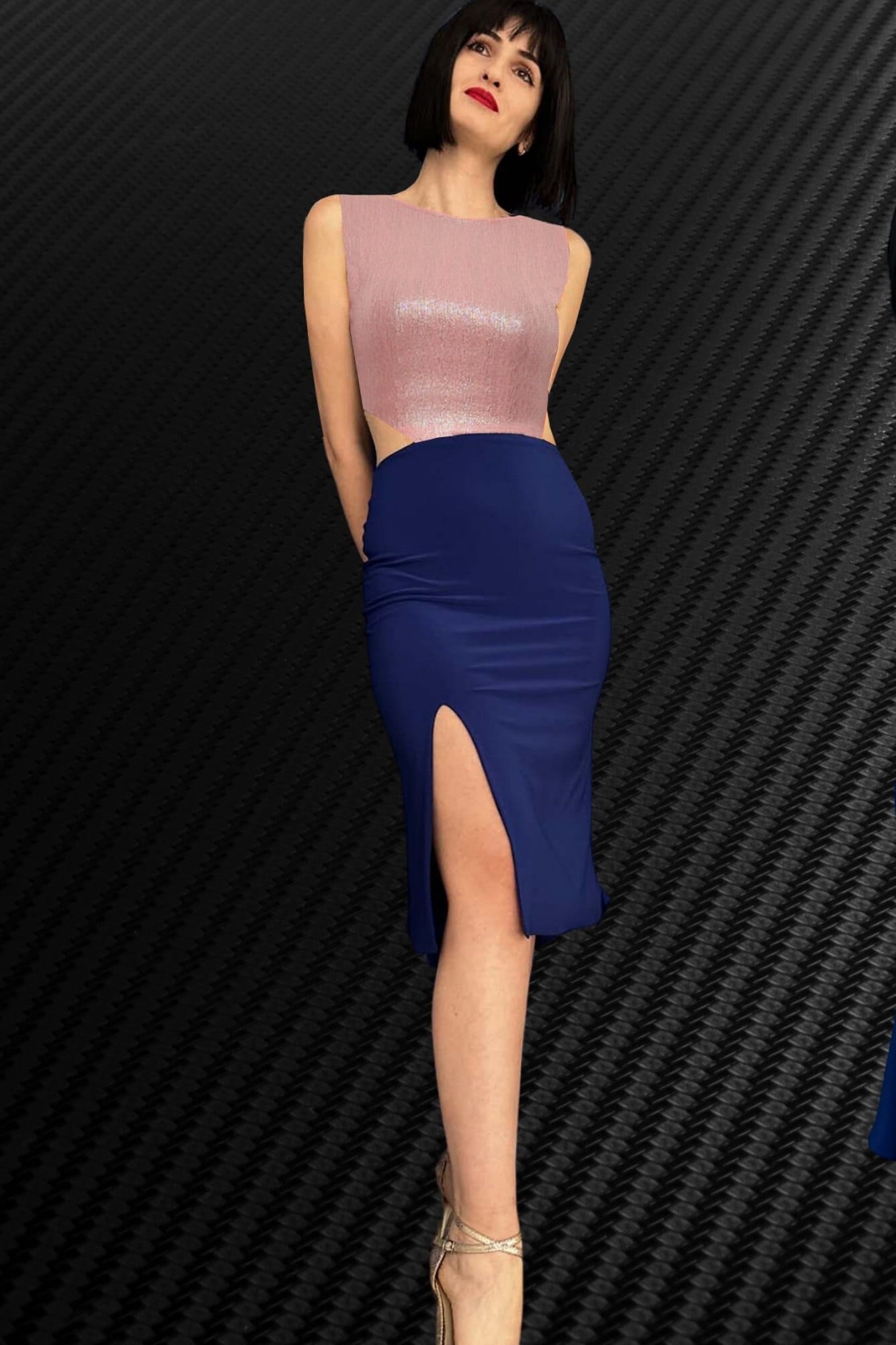Pink Tango Dress With Tail, Elegant Dance Wear With Tail Show Dress ...