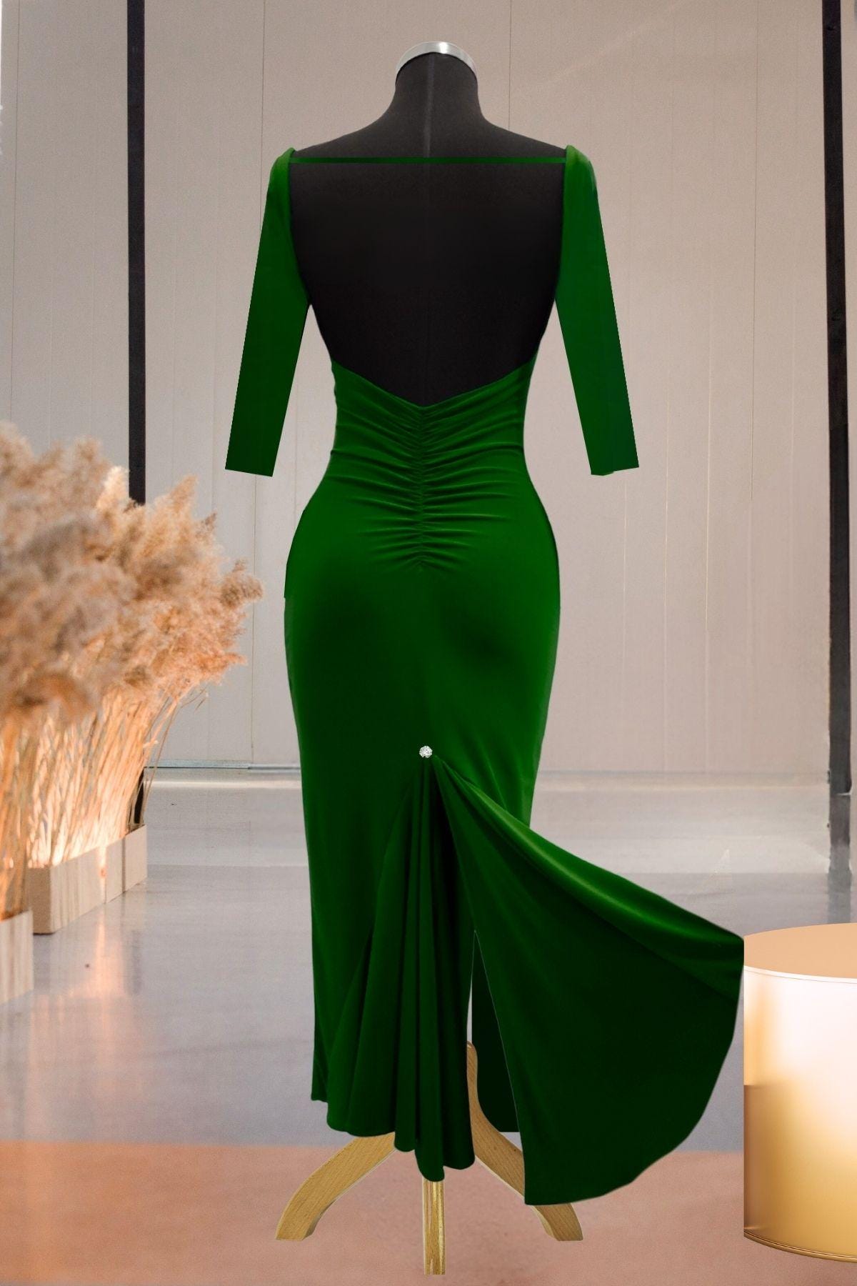 Green Tango Dress, Argentine Tango Ballroom Dress, Includes Bra Pads ...