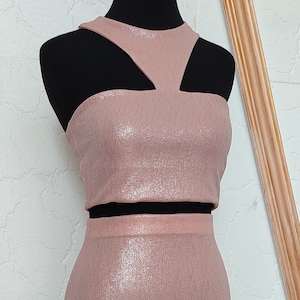 Elegant Gold Shoulder Cut-out Crop Top - Lycra Tango Top, Stylish ...