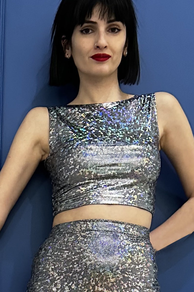 Metallic Gold Top, Party Clubwear Crop Top, Tango Tops, Disco Top - Etsy