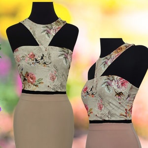 Elegant Gold Shoulder Cut-out Crop Top - Lycra Tango Top, Stylish ...