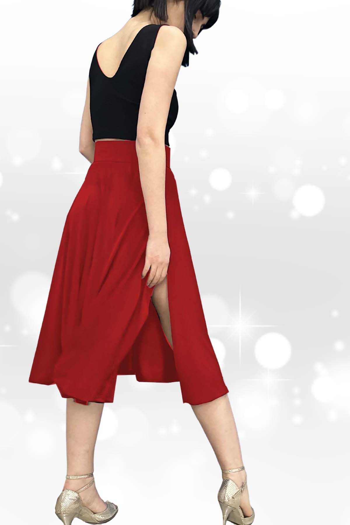 Red Full Circle Skirt, Argentina Tango Skirt, Red Tango Skirt With 2 ...