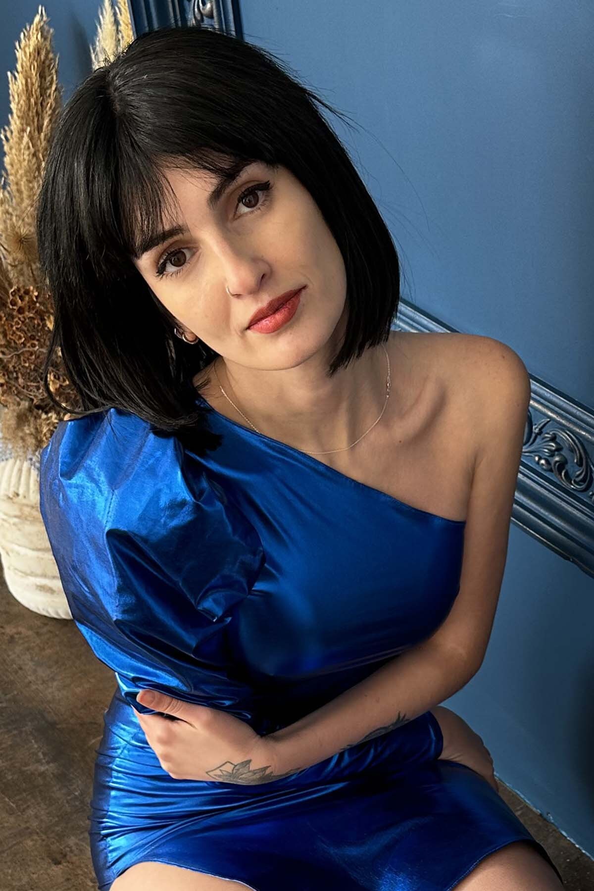 Blue Royal Metallic Shiny Party Dress, Metallic Bodycon Disco Outfit ...