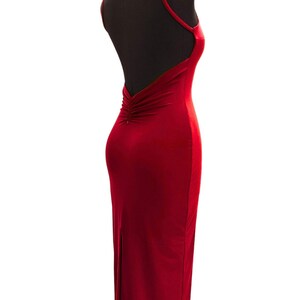 Backless Red Dress With 2 Slit Back Ruched Dress - Party & Dance Gown ...