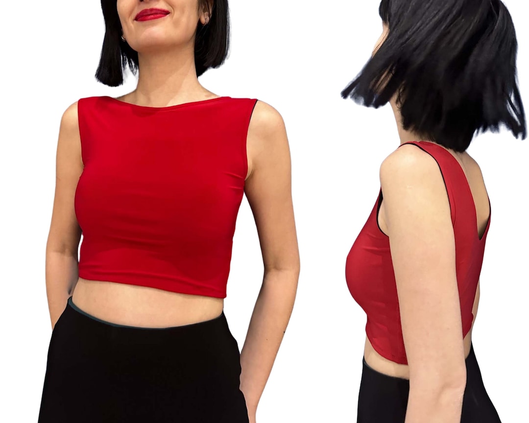Red Backless Top, Red Crop Top, Tango Top, Party Top, Red Lady Top - Etsy