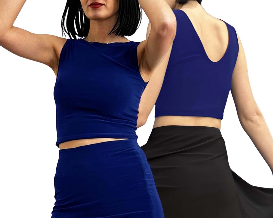 Royal Blue Backless Top, Blue Crop Top, Tango Top, Party Top, Blue Lady ...