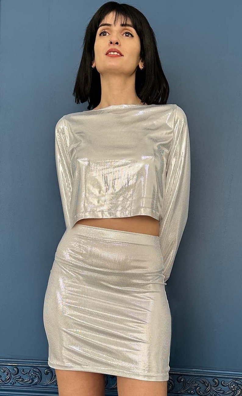 Silver Mini Skirt, Silver Pencil Skirt, Basic Skirt, Minimalist Skirt ...