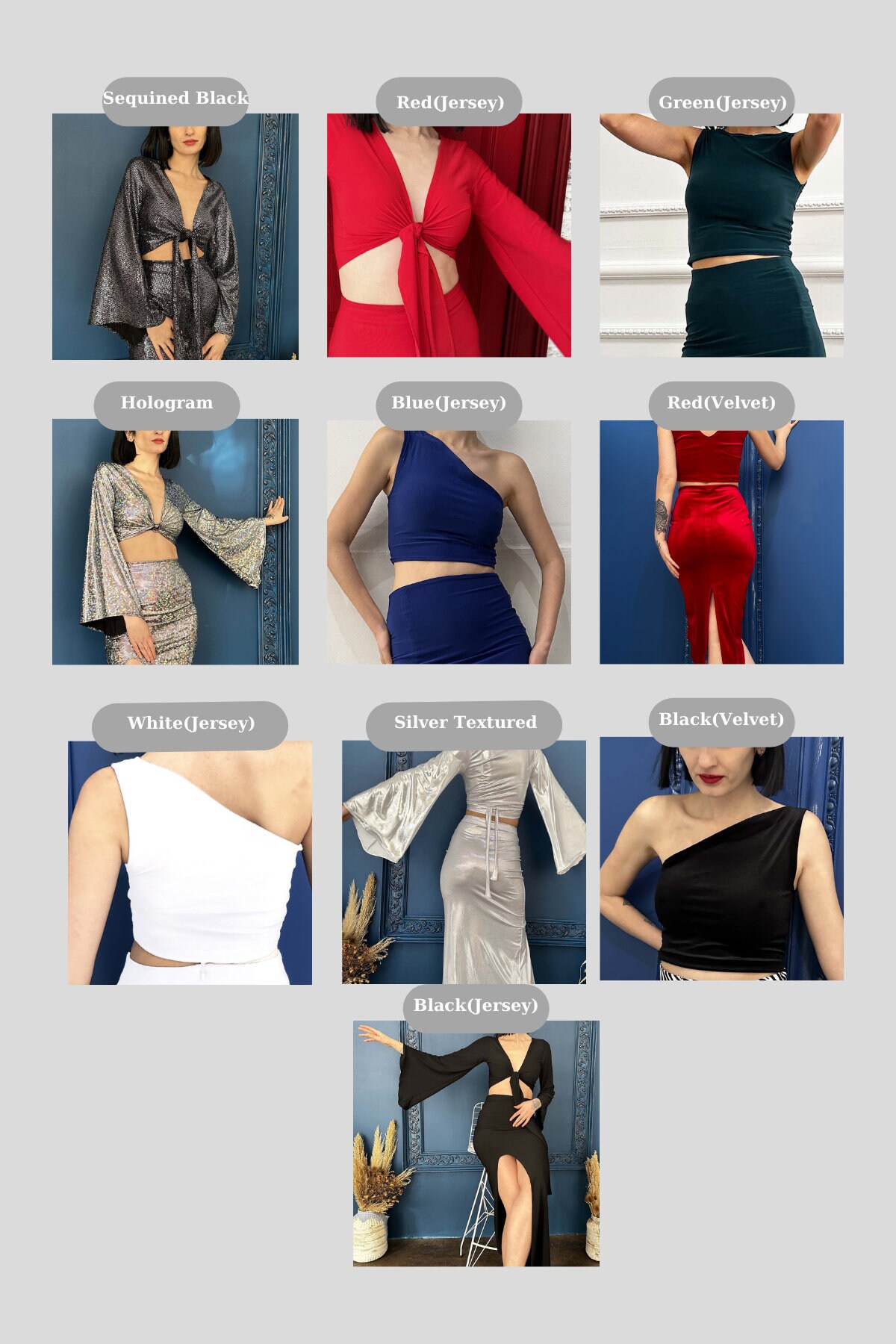 Silver Tie Top, Bell Sleeve Front Tie Crop Top, Silver Top, Wrap Crop ...