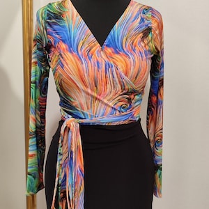 Red Wrap Top – Long Sleeve Elegant Wrap Blouse, Chic Evening Wear ...