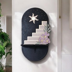 Sun Shelf, Flower Shelf, Crystal Shelf, Handmade Geometric Shelf, Witch ...