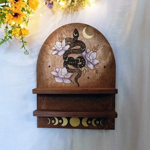 Snake Shelf, Moon Shelf, Crystal Shelf, Handmade Geometric Shelf, Witch ...