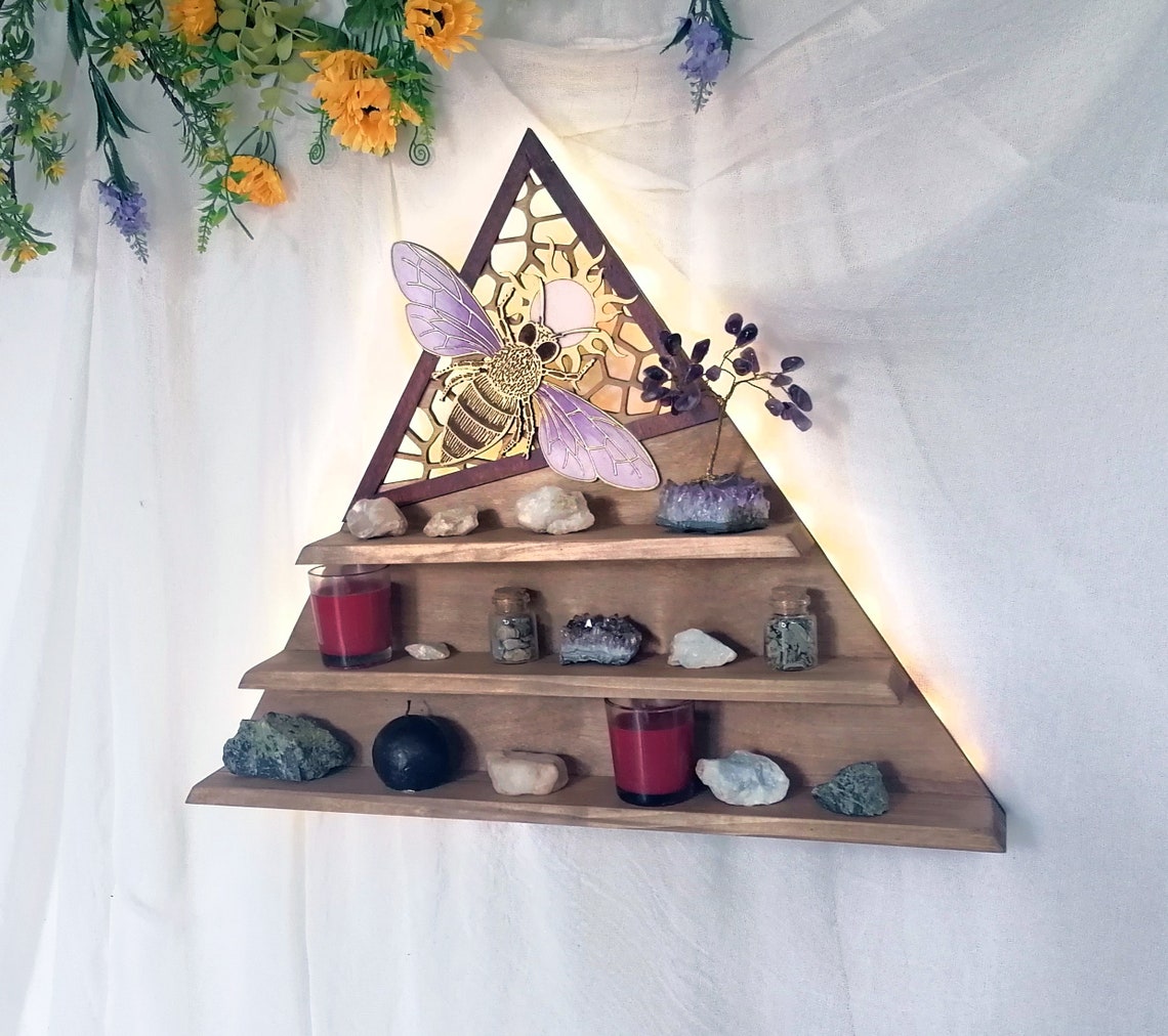 Golden Moth Shelf Moon Shelf Crystal Shelf Handmade - Etsy