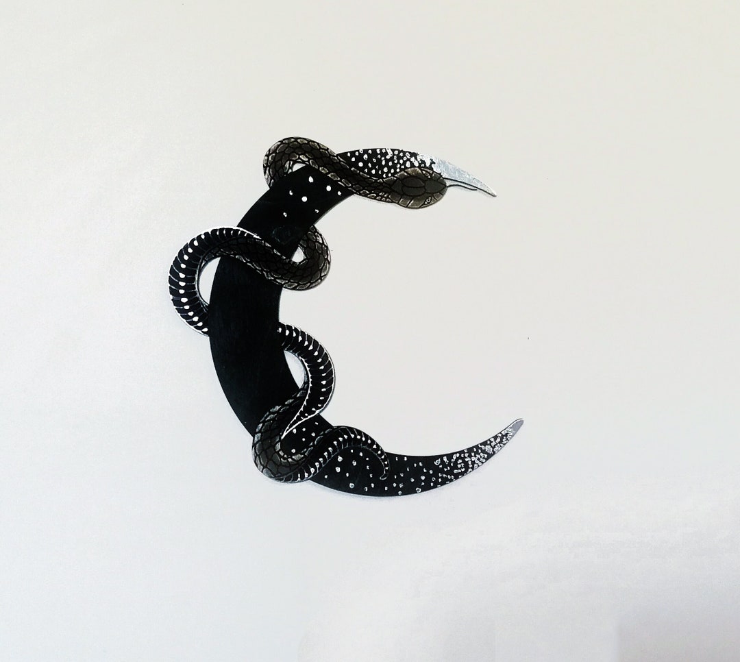 Black Snake and Moon Decor.wall Hanging Decoration.witch Decor. - Etsy