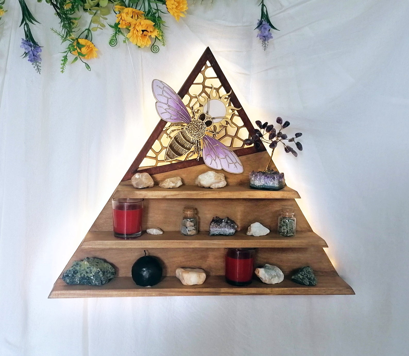 Golden Moth Shelf Moon Shelf Crystal Shelf Handmade - Etsy