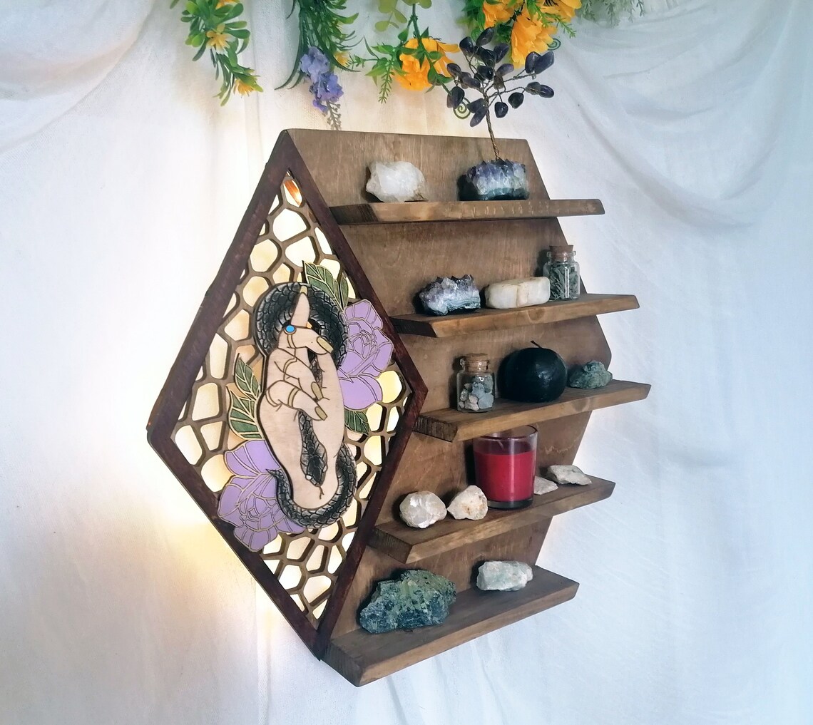 Hand and Snake Shelf Moon Shelf Crystal Shelf Handmade - Etsy