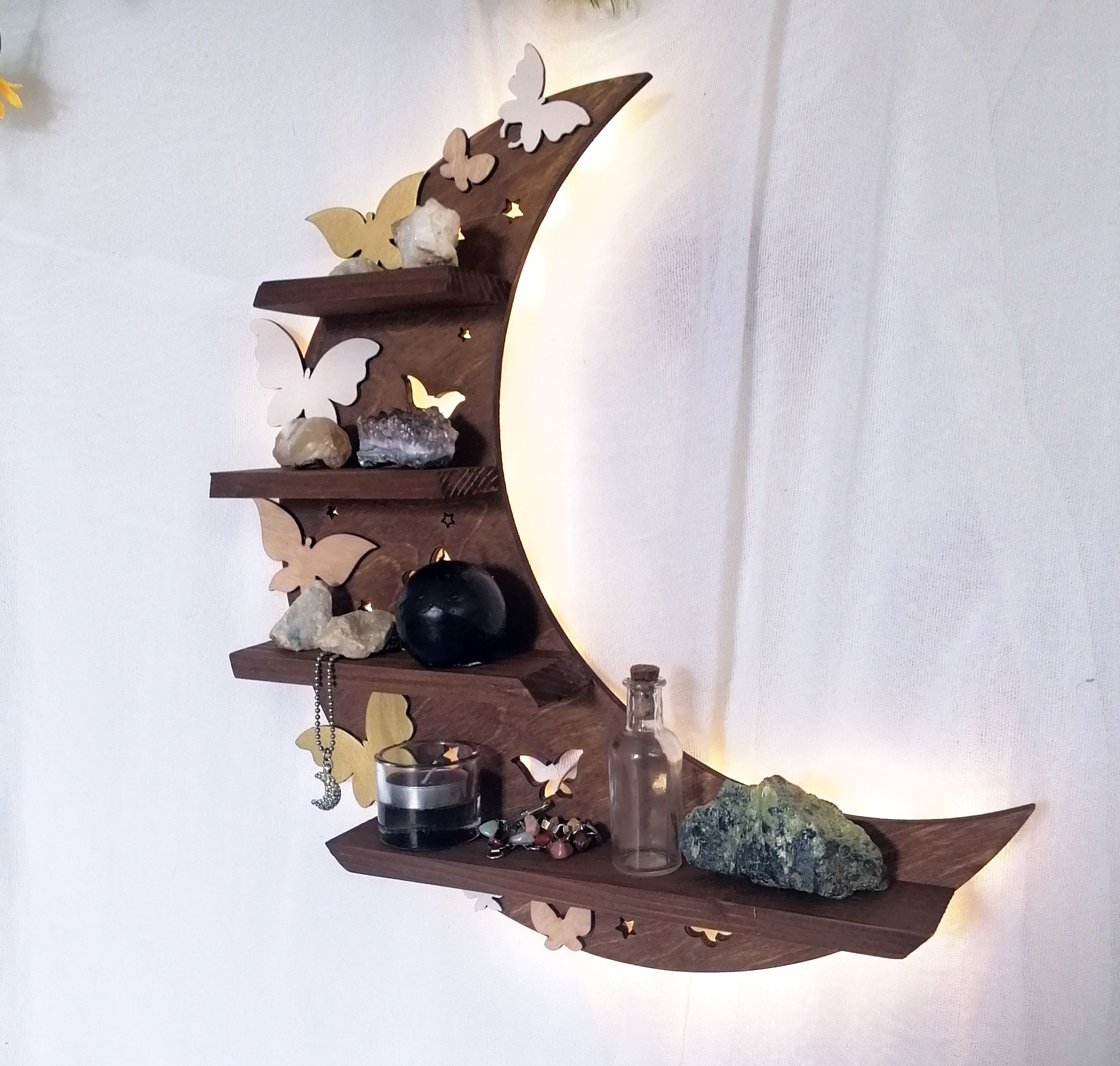 Moon Shelf Moon Phase Shelf Moth Shelf Crystal Shelf - Etsy