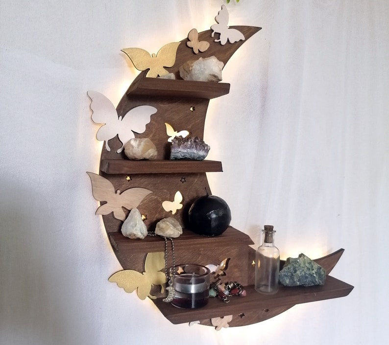 Moon Shelf Moon Phase Shelf Moth Shelf Crystal Shelf - Etsy
