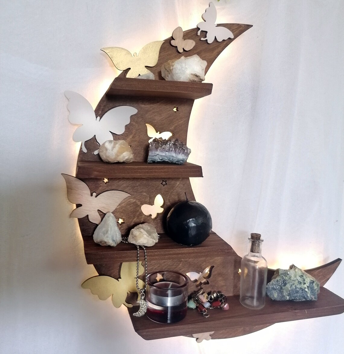 Moon Shelf Moon Phase Shelf Moth Shelf Crystal Shelf - Etsy