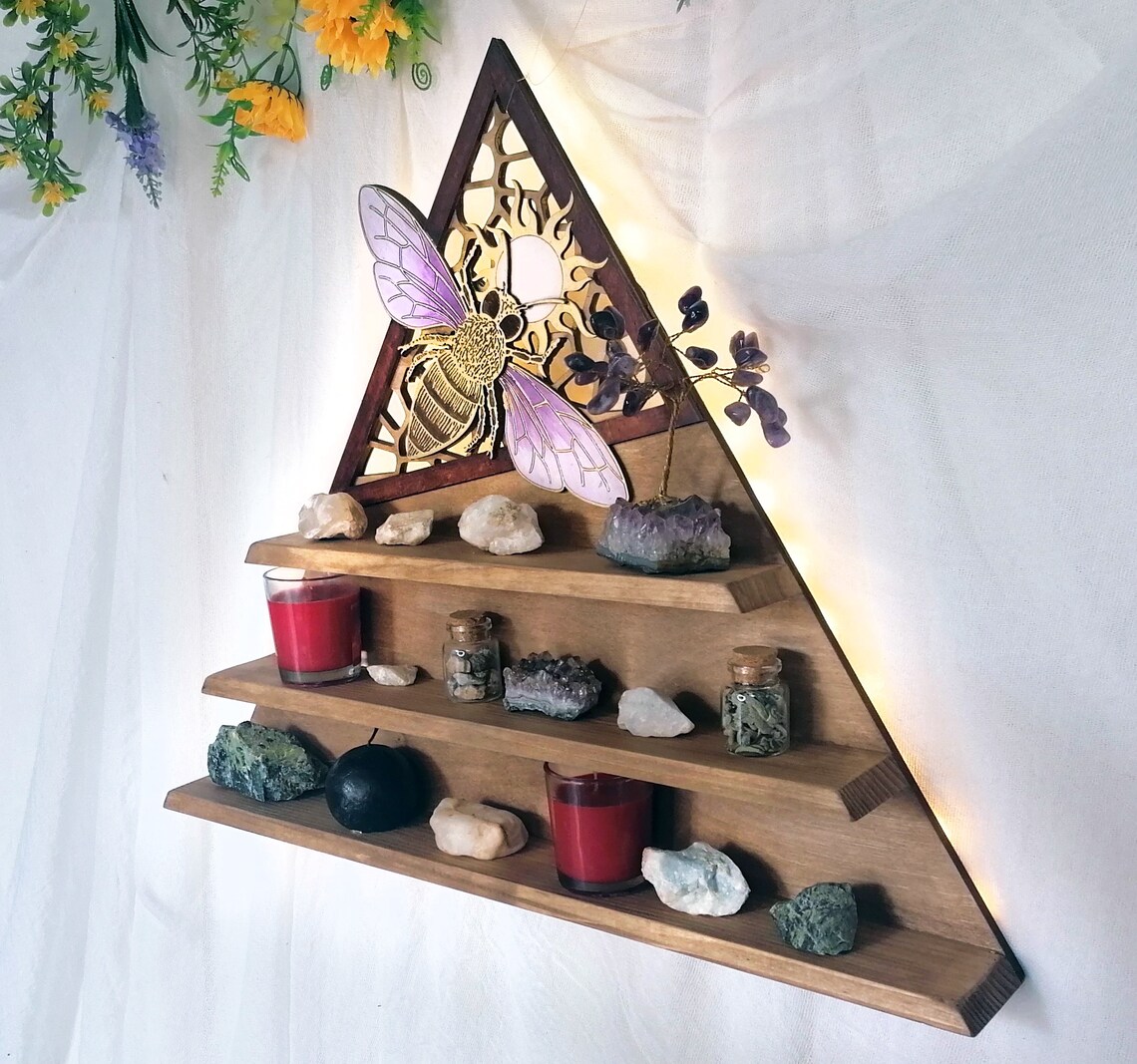 Golden Moth Shelf Moon Shelf Crystal Shelf Handmade - Etsy