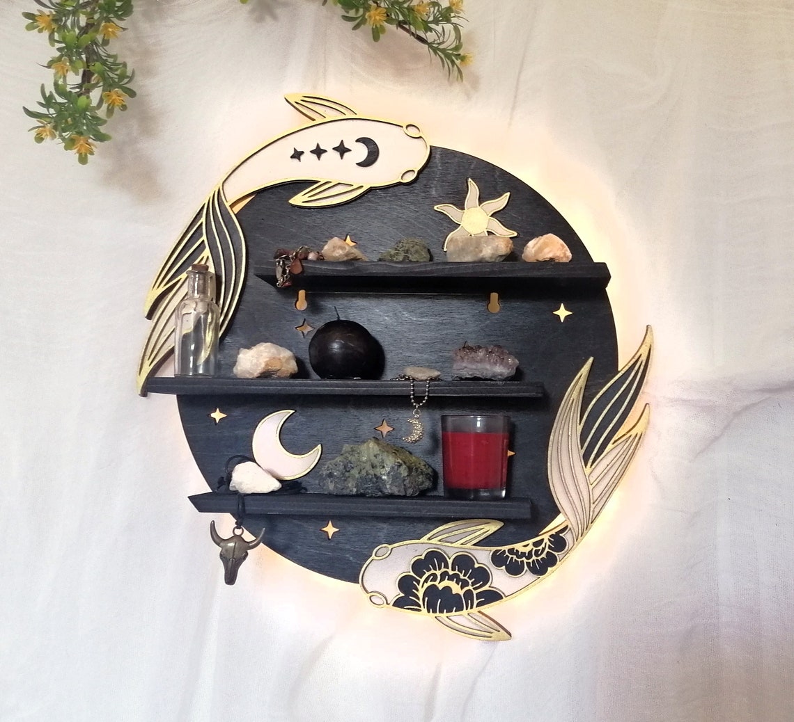 Crystal Shelf Moon Shelf Crystal Shelf Handmade Geometric - Etsy