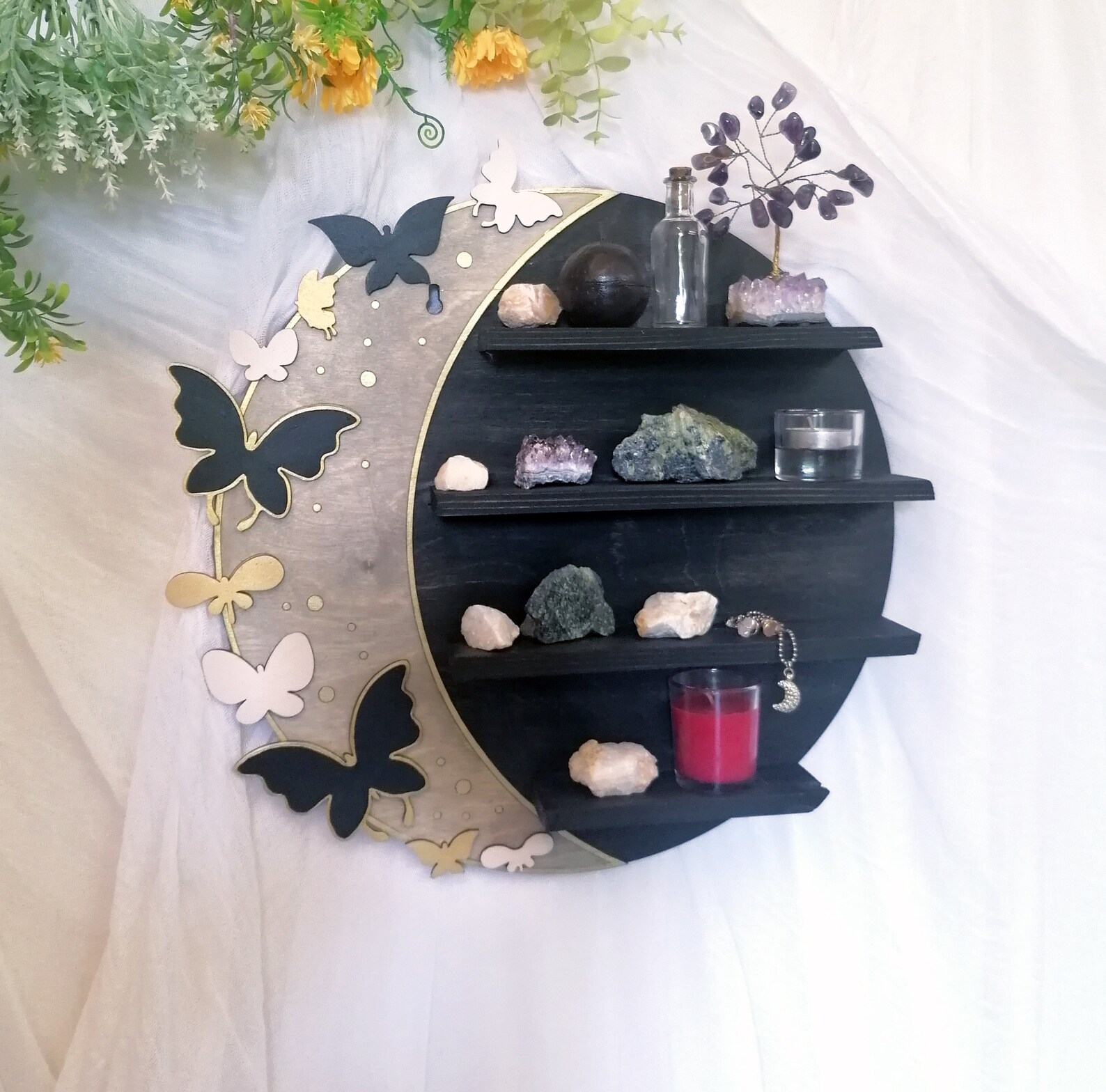 Crescent Moon Shelf Moon Phase Shelf Crystal Shelf Handmade - Etsy
