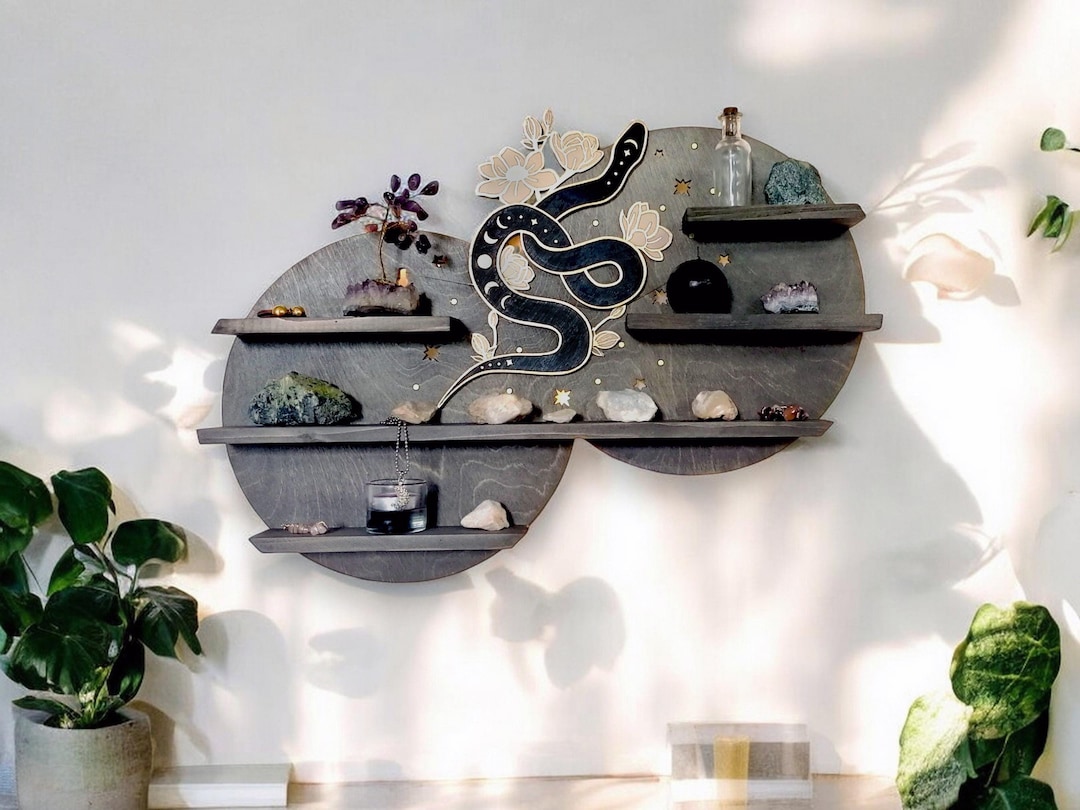 Snake Shelf, Snake Double Shelf, Crystal Shelf, Handmade Geometric ...