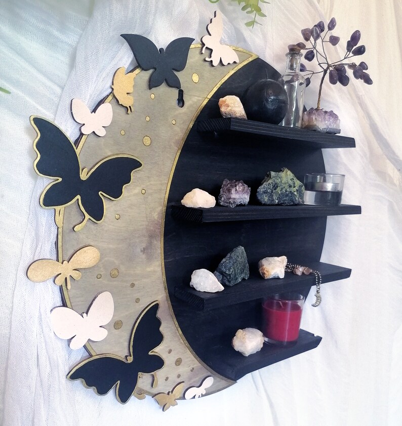 Crescent Moon Shelf Moon Phase Shelf Crystal Shelf Handmade - Etsy