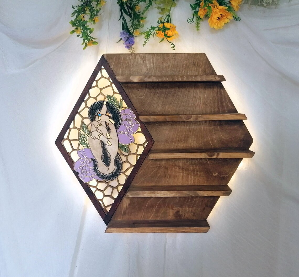Hand and Snake Shelf Moon Shelf Crystal Shelf Handmade - Etsy