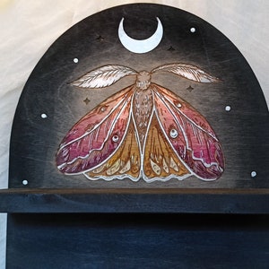 Golden Luna Moth Shelf, Moon Shelf, Crystal Shelf, Handmade Geometric ...