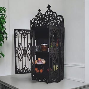 Curio Cabinet Shelf , Black Vintage Storage Display , Gothic Crystal ...
