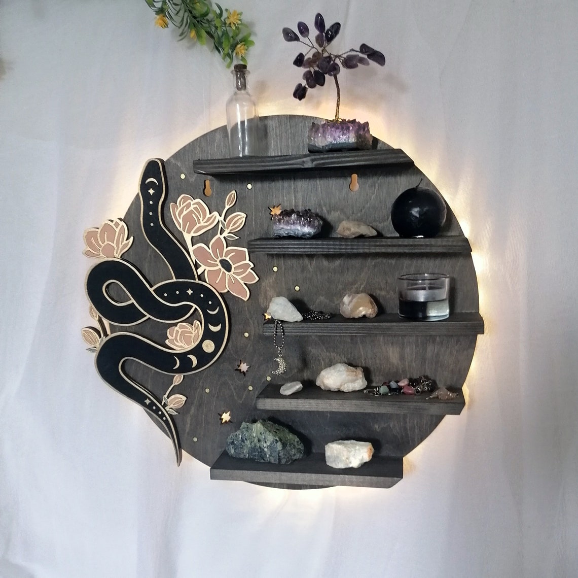 Snake Shelf Flower Shelf Moon Phase Decor Crystal Shelf - Etsy