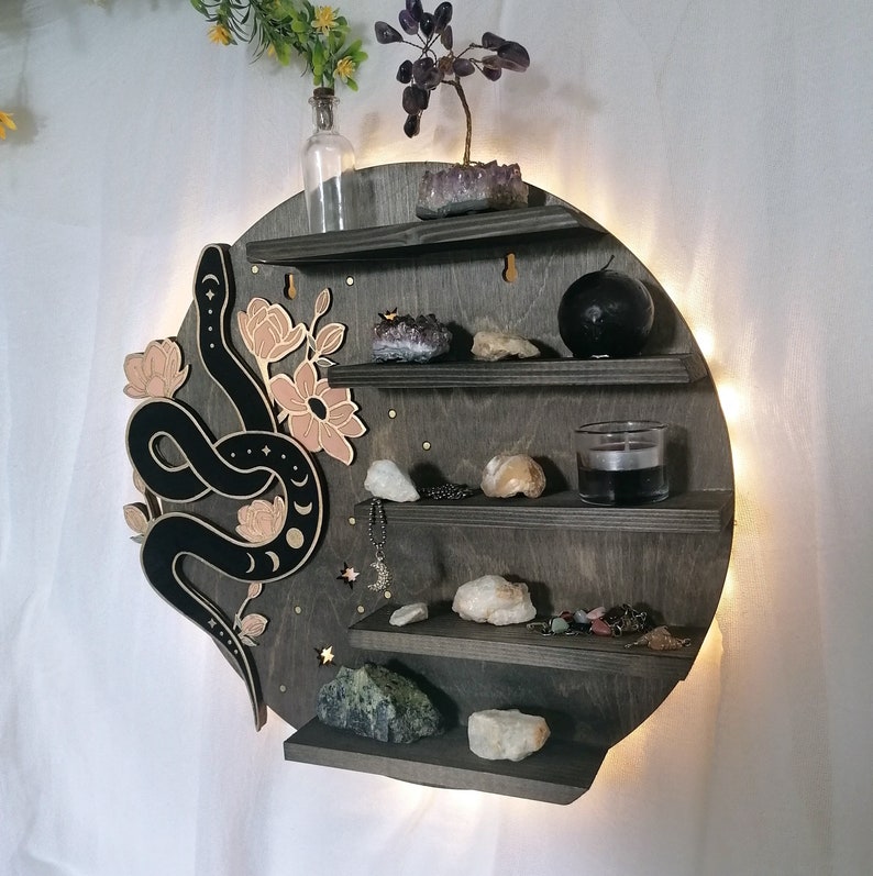 Snake Shelf Flower Shelf Moon Phase Decor Crystal Shelf - Etsy
