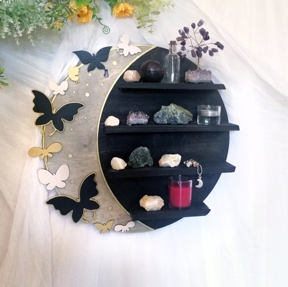 Crescent Moon Shelf Moon Phase Shelf Crystal Shelf Handmade - Etsy