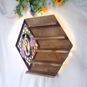 Hand and Snake Shelf, Moon Shelf, Crystal Shelf, Handmade Geometric ...