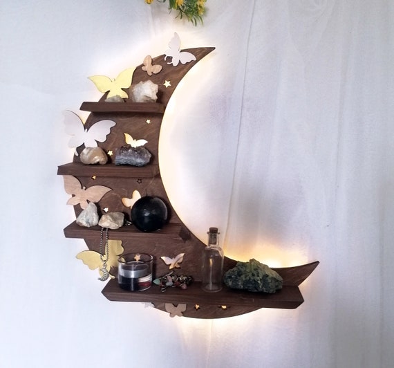 Moon Shelf Moon Phase Shelf Moth Shelf Crystal Shelf - Etsy