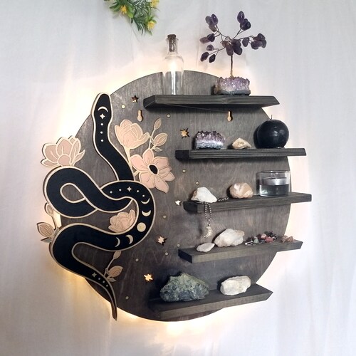 Crystal Shelf Moon Shelf Spiritual Decor Handmade Geometric - Etsy