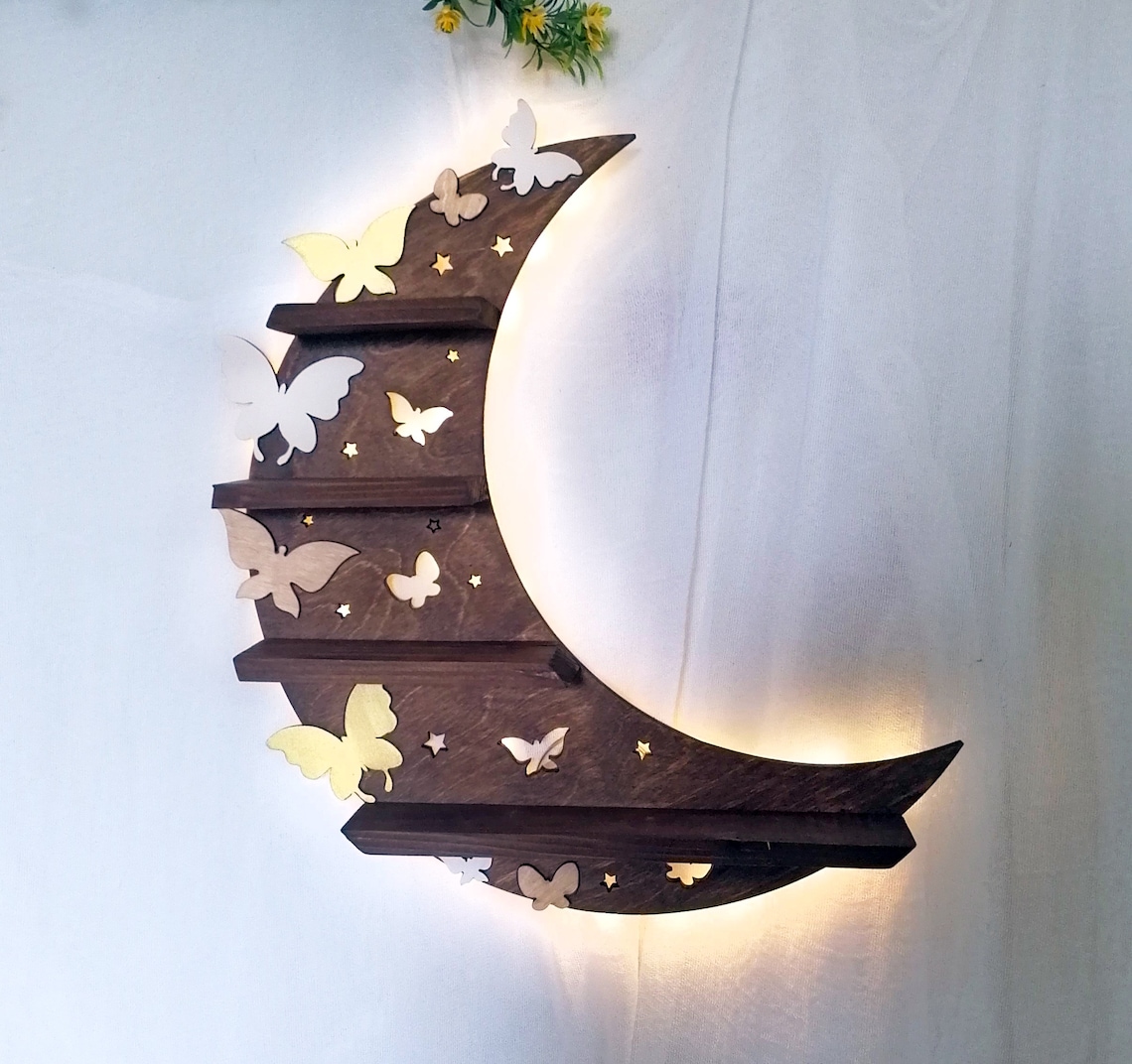 Moon Shelf Moon Phase Shelf Moth Shelf Crystal Shelf - Etsy
