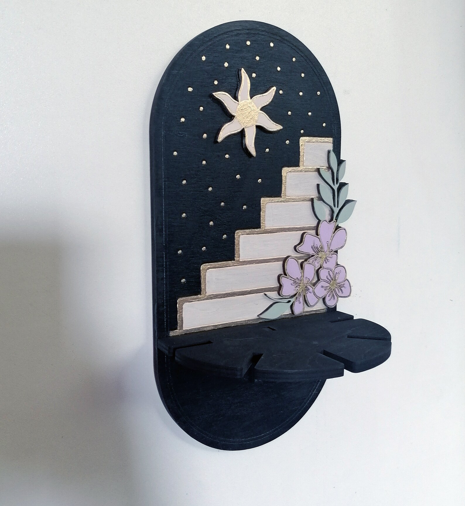 Sun Shelf, Flower Shelf, Crystal Shelf, Handmade Geometric Shelf, Witch ...