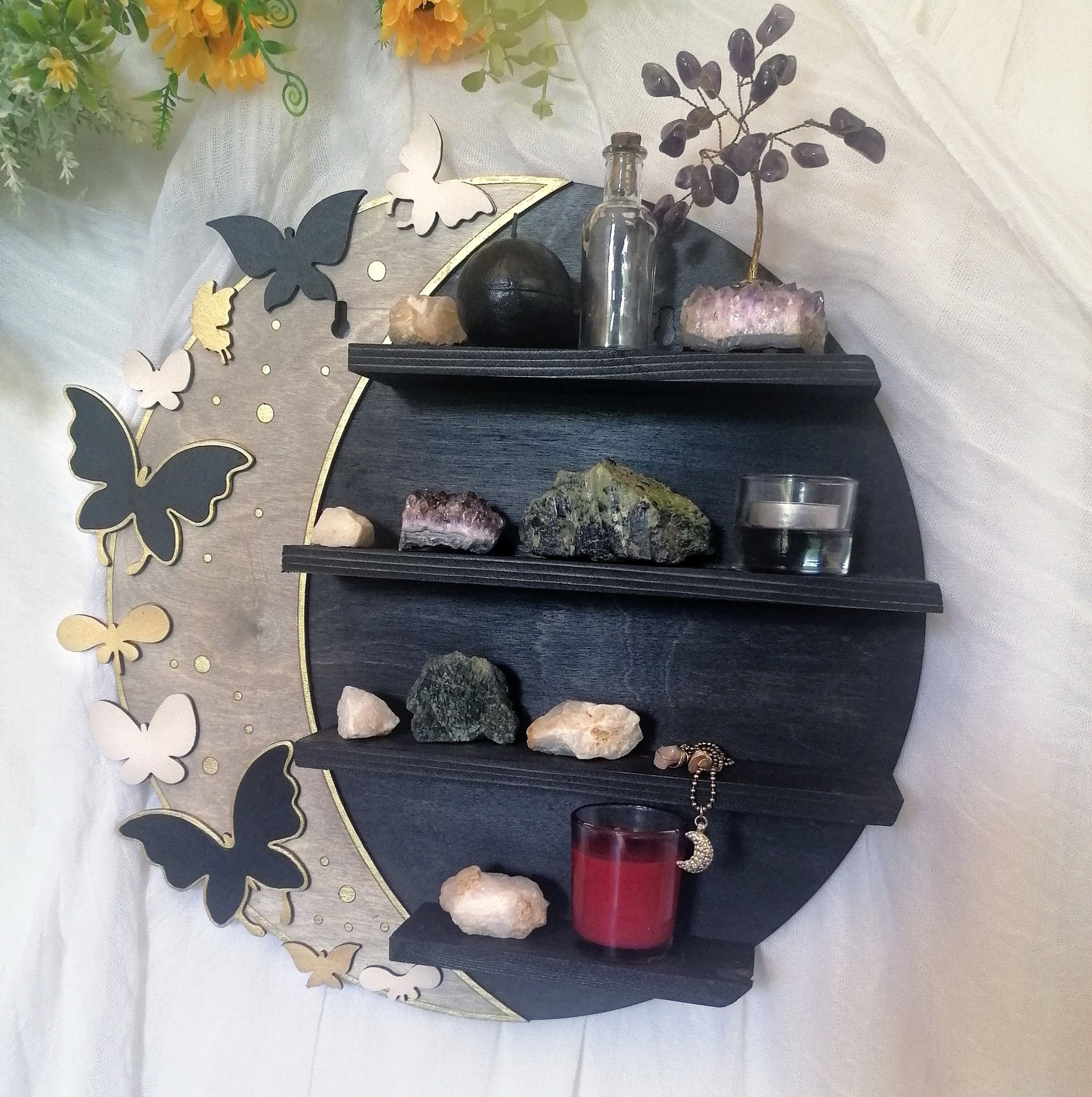 Crescent Moon Shelf Moon Phase Shelf Crystal Shelf Handmade - Etsy