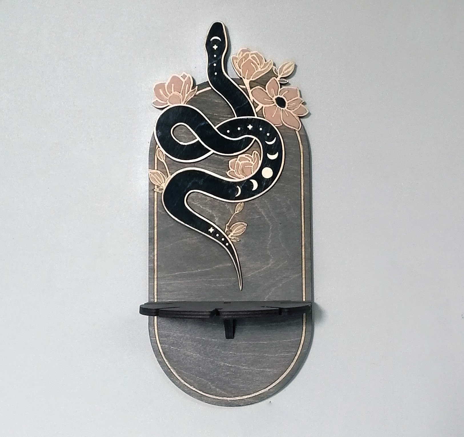 Snake Shelf Flower Shelf Moon Phase Decor Crystal Shelf - Etsy