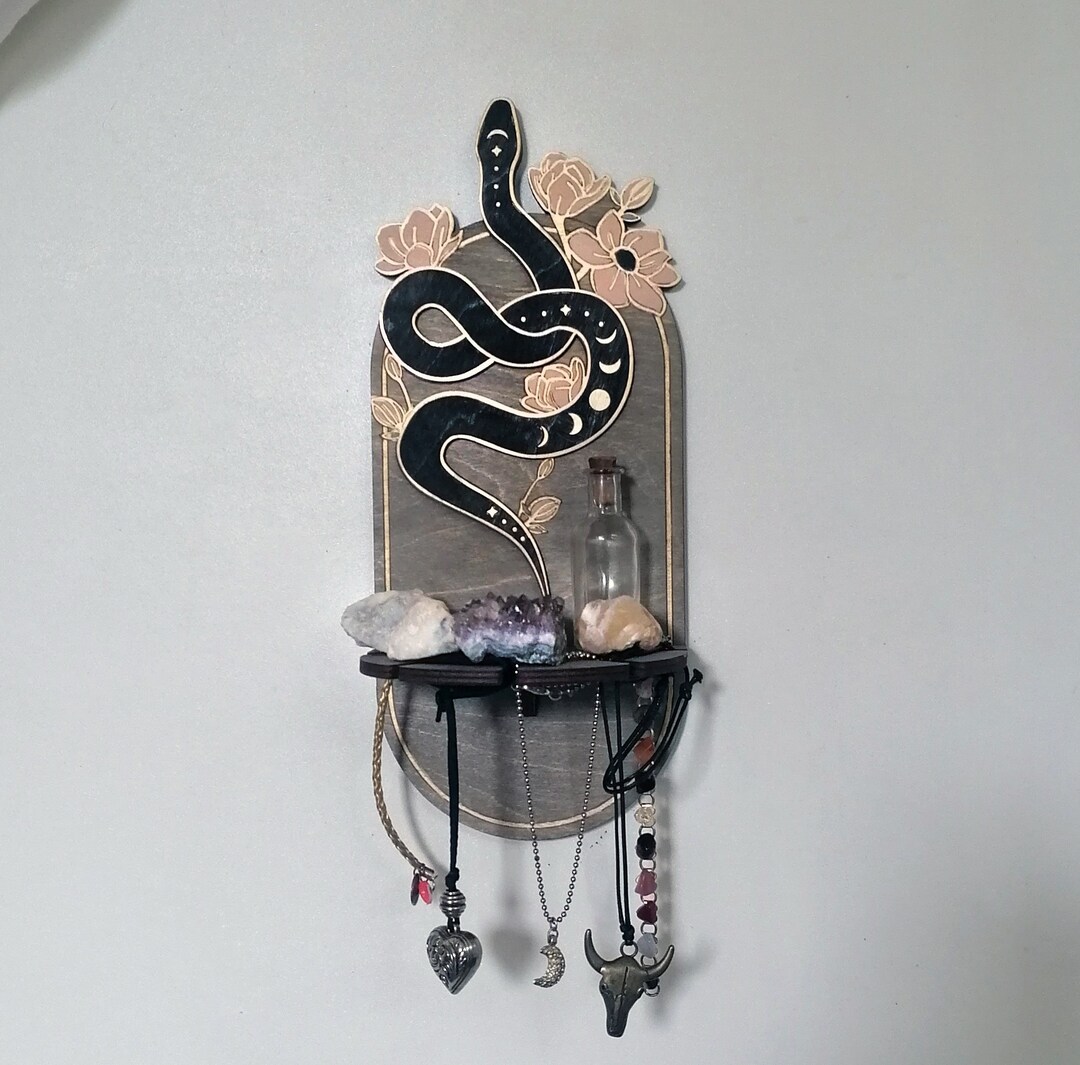 Snake Shelf, Flower Shelf, Moon Phase Decor, Crystal Shelf, Handmade ...