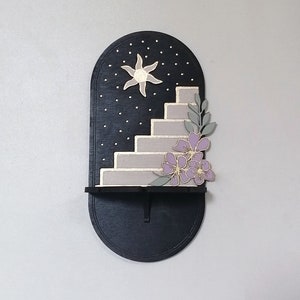 Sun Shelf, Flower Shelf, Crystal Shelf, Handmade Geometric Shelf, Witch ...