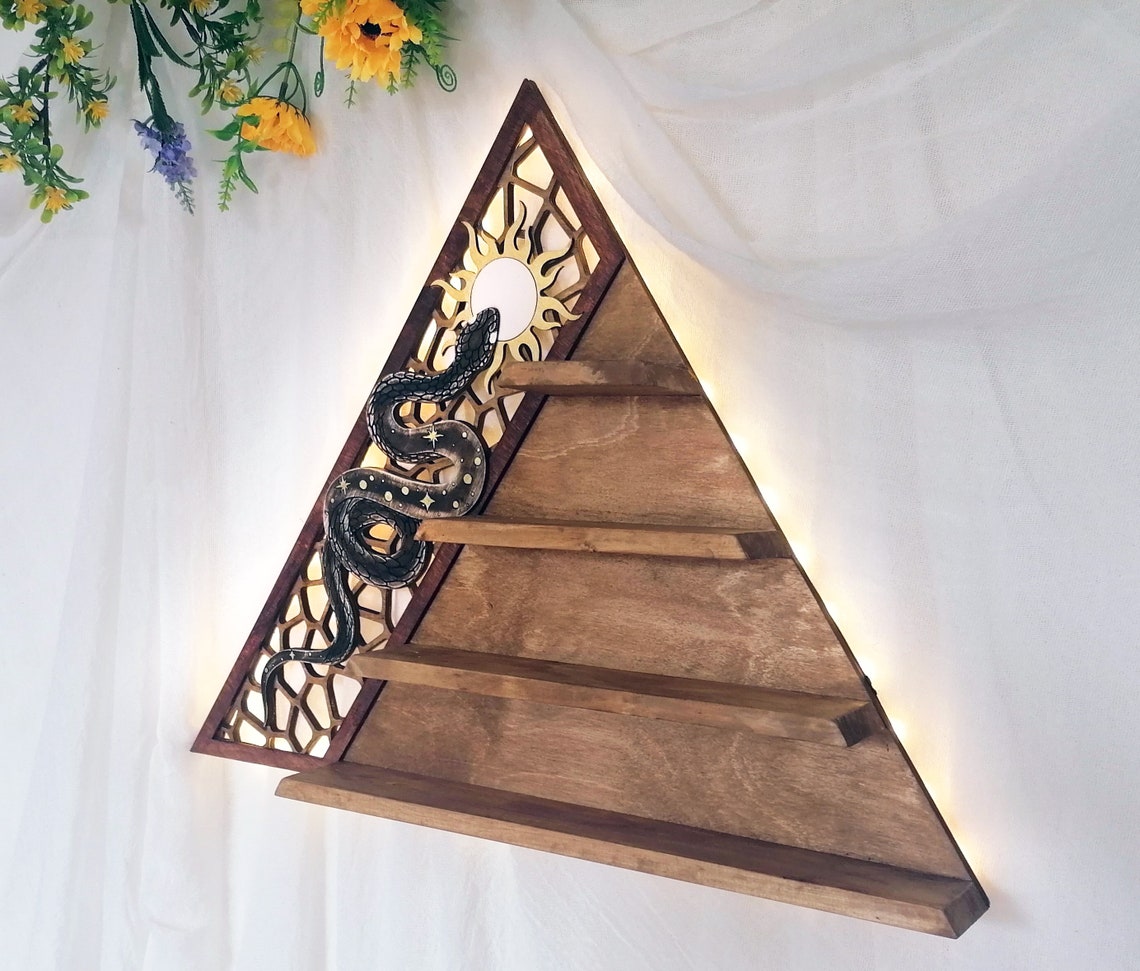 Sun and Snake Shelf, Moon Shelf, Crystal Shelf, Handmade Geometric ...