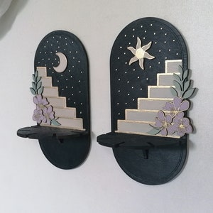 Sun Shelf, Flower Shelf, Crystal Shelf, Handmade Geometric Shelf, Witch ...