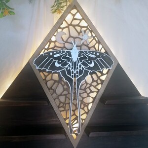 Silver Luna Moth Shelf, Moon Shelf, Crystal Shelf, Handmade Geometric ...
