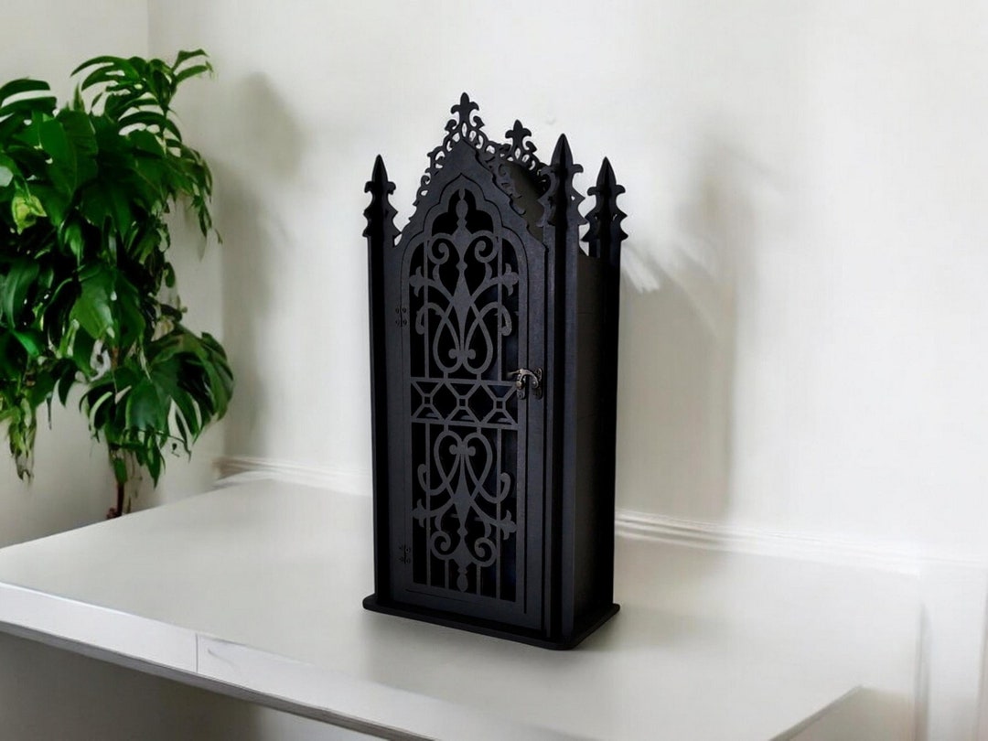 Gothic Apothecary Shelf , Black Vintage Storage Display , Gothic ...