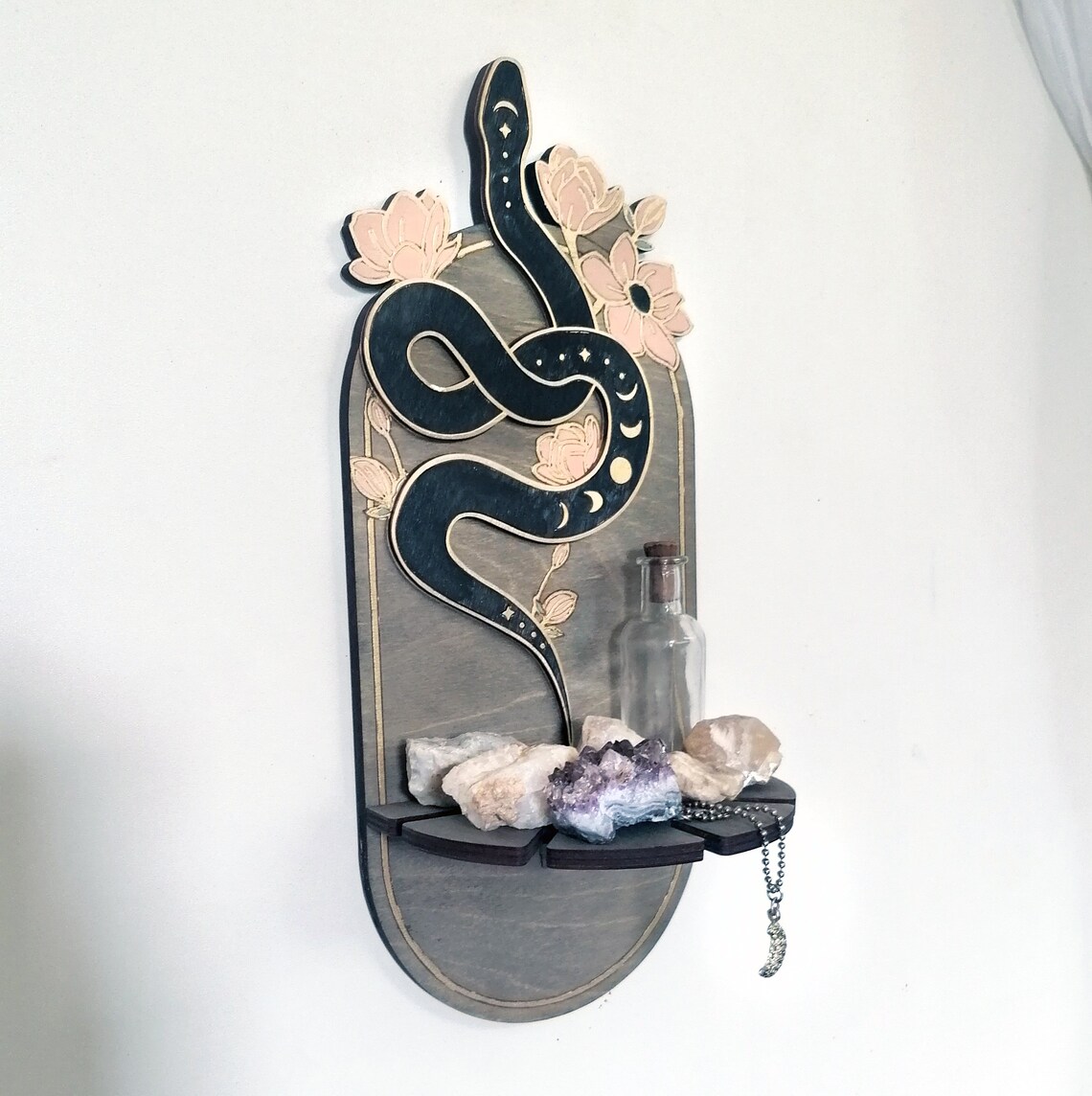 Snake Shelf Flower Shelf Moon Phase Decor Crystal Shelf - Etsy